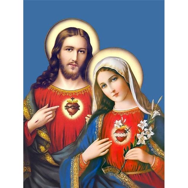Sacred Heart of Jesus and Immaculate Heart of Mary Paint By Numbers Ki ...